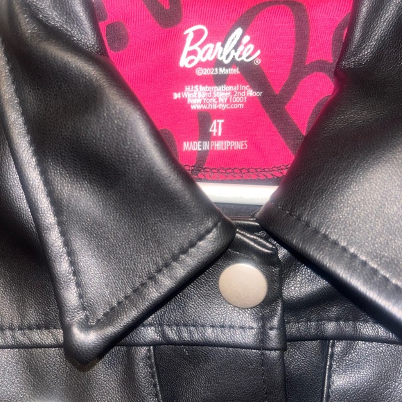 Barbie | Jackets & Coats | Barbie Embroidered Faux Leather Jacket 4t ...